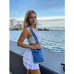 AOCINA Denim Purse Blue Jean Bags for Women Denim Tote Bag Jean Purses and Handbags for Teen Girls Women(A1-Light Blue)