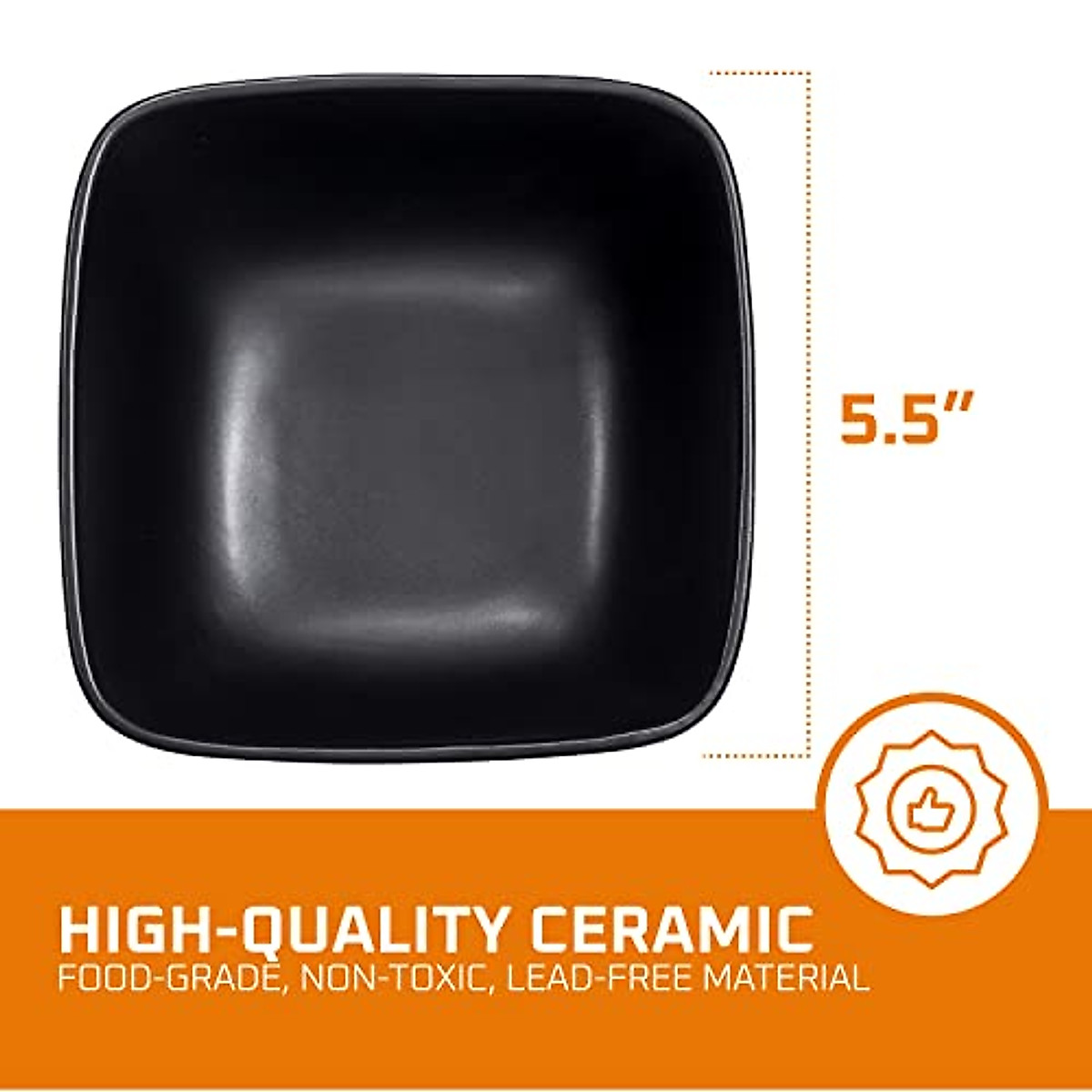 Bruntmor 26 Oz Black Porcelin Ceramic Square Soup Bowls with Handles, Soup Crocks Set of 6, Large Black Soup Bowls For Kitchen, Side Dish, Soup, Cereal,ice ice cream and Salad, Perfect for Christmas