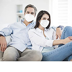 ChiSip Kn95 Face Masks 50 pack, Individually Wrapped Cup Dust Safety Masks 5 Layer Protection Mask for Adult, Men, Women, Indoor, Outdoor Use, White