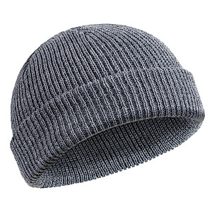 SATINIOR Trawler Beanie Watch Hat Roll-up Edge Skullcap Fisherman Beanie for Women Men (Dark Gray)