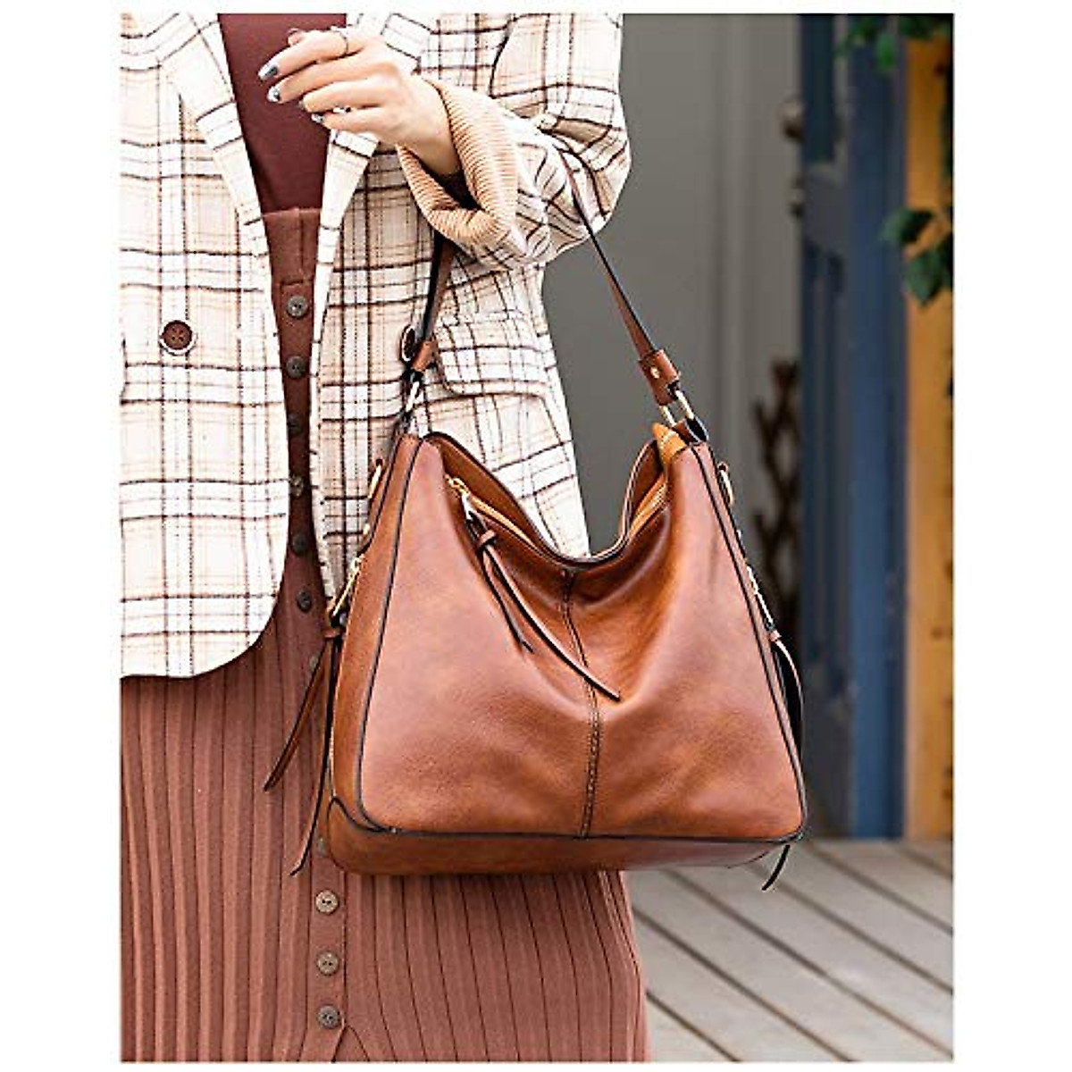 Cicilin Women's Handbags Hobo Shoulder Bags Large Designer Ladies PU Leather Purse and Bag black