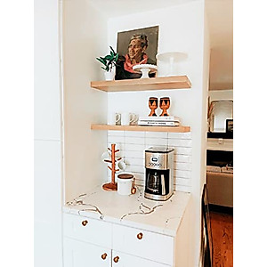 J Thomas Home Rustic Alder Wood Floating Shelf. ONE 1.5 Inch Solid Alder Wood Wall Shelf. Handmade in The USA. Heavy Duty Easy Mount Hidden Bracket. Qty 1 (Unstained, 5.25" D x 18" L)