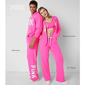 Victoria's Secret Women's Pink Logo Heritage Sweatpants, Pure Black Sans, X-Large