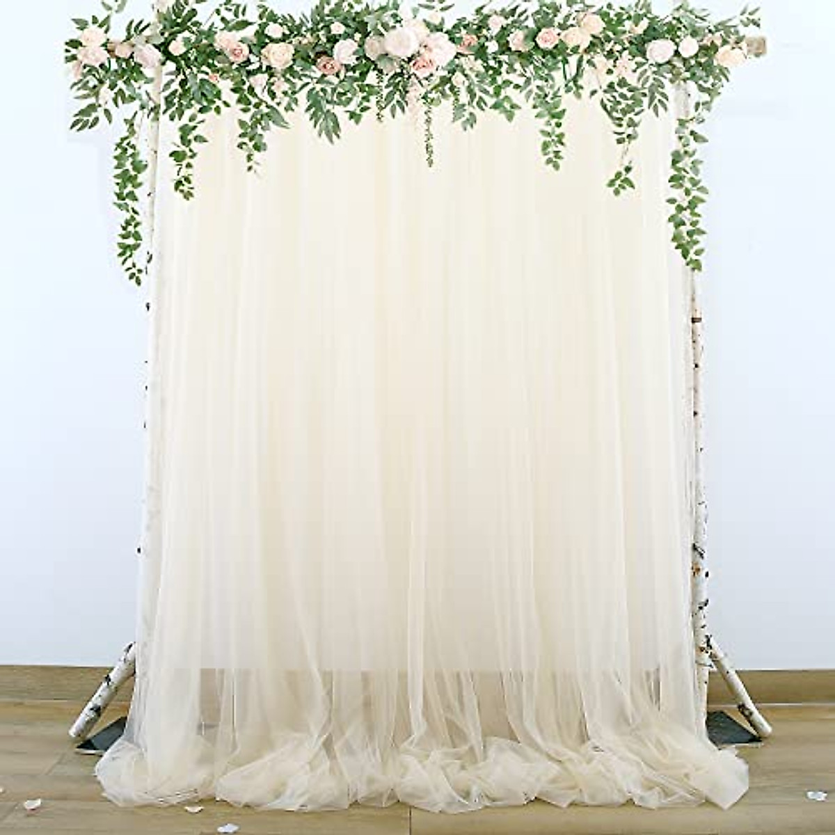 Champagne Tulle Backdrop Curtain for Parties 10ft×8ft Champagne Sheer Backdrop Curtains Drapes for Baby Shower Wedding Reception Birthday Party Photoshoot Backdrop Decorations 2 Panels