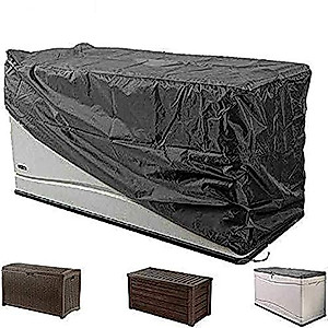Hapover Patio Deck Box Cover Waterproof Storage Box Cover Outdoor Storage Ottoman Bench Protector Oxford Deck Anti-UV Top Cover for Deck Boxes with Drawstring 62"x30"x27" Black