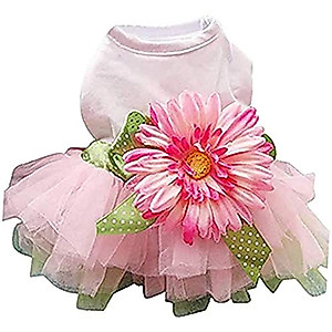 Clopon Girl Dog Birthday Outfit Dresses for Cats Puppy Clothes for Small Dogs Cute Dresses for Tiny Puppy Pink S