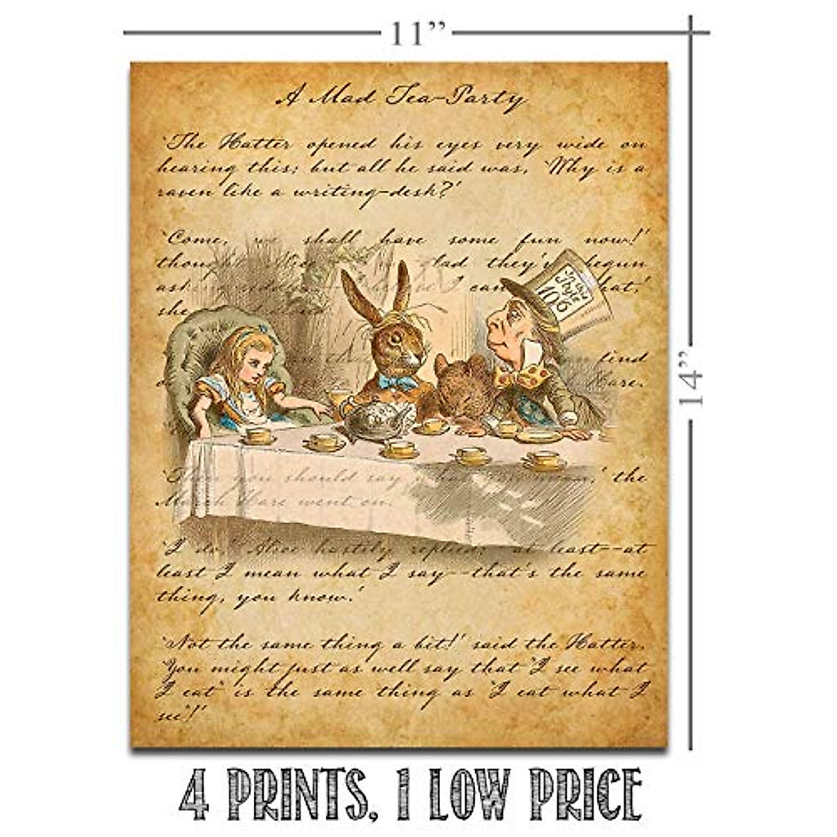 Alice in Wonderland Prints - 11x14 Unframed Wall Art Print Poster - Perfect Alice in Wonderland Gifts and Decorations (Alice in Wonderland Set)
