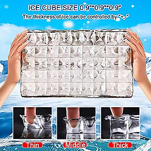 JMPTUFMT ZOKOP ZK-150 120V 495W 150lbs/68kg/24h Ice Maker Stainless Steel Transparent Frosted Lid/Display/5 * 9 Aluminum Ice Tray Commercial Silver