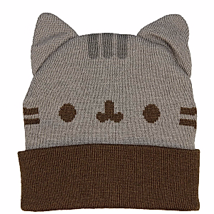 Pusheen Beanie Hat with Ears,Gray,Standard
