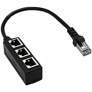 KOROMU RJ45 Ethernet Splitter Cable,RJ45 1 Male to 3 x Female LAN Ethernet Splitter Adapter Cable Suitable Super Cat5, Cat5e, Cat6, Cat7 LAN Ethernet Socket Connector Adapter