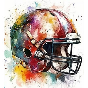 OfFsum Paint by Numbers for Adults and Kids DIY Painting Kit with 40X50cm Pre-Printed Textured Art Canvas Acrylic Paints & 3 Brushes Ideal for Beginners Art Football Helmet 4