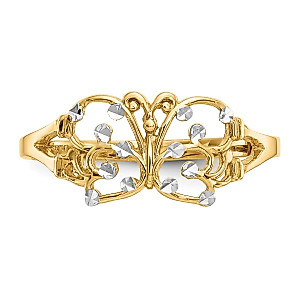 IceCarats 14K Yellow Gold Butterfly Wings Statement Ring Size 6