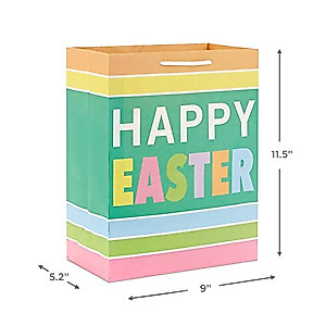 Hallmark 11" Large Easter Gift Bags (3-Pack: Easter Basket, Bunny, "Happy Easter" Stripes) in Yellow, Blue, Green