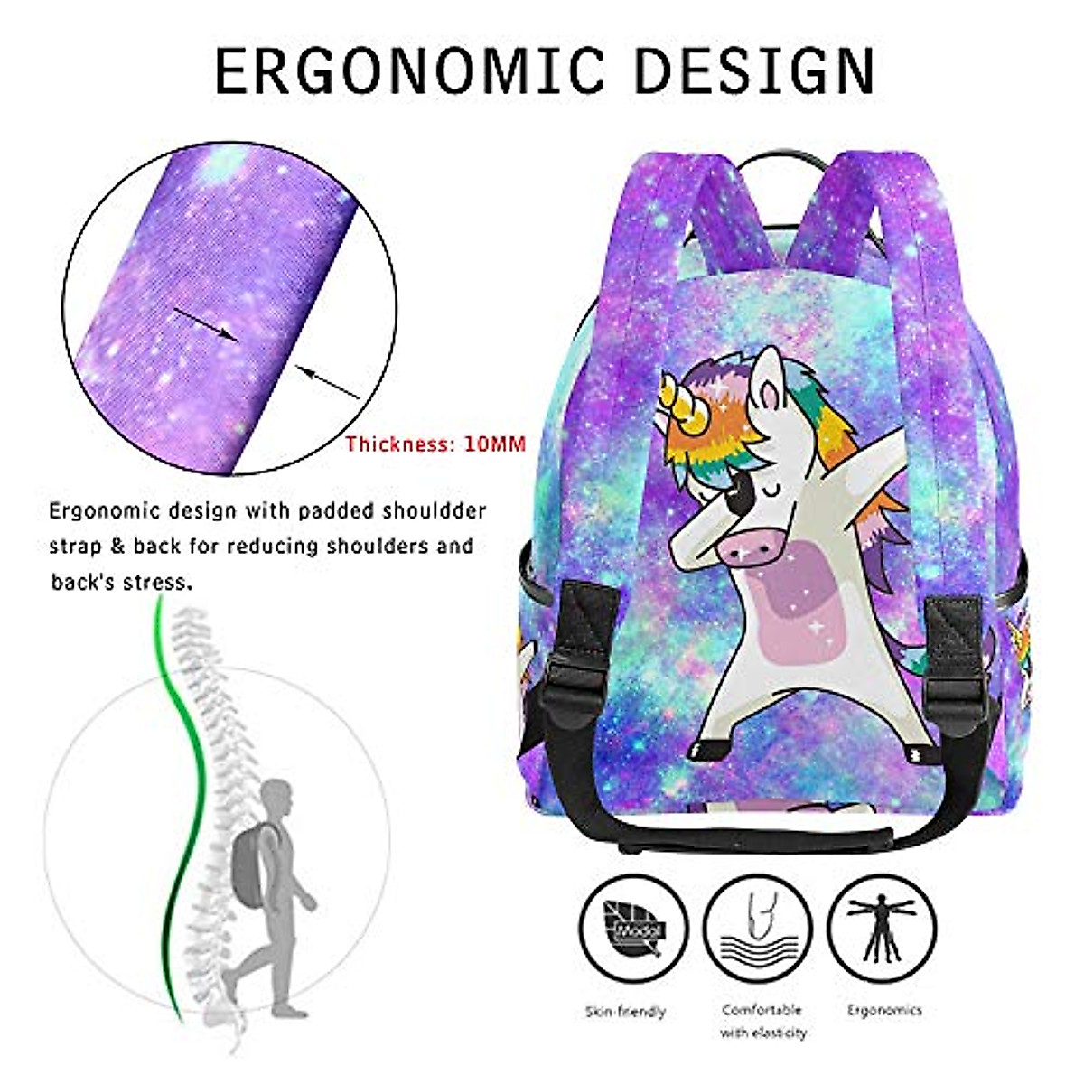ALAZA Kids Unicorn Backpacks for Girls, Galaxy Girls School Bookbags for Elementary