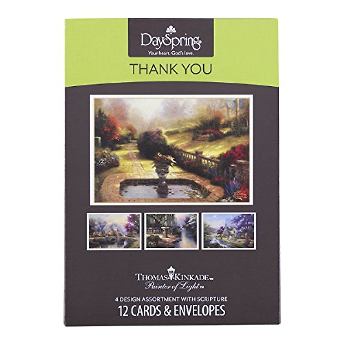 DaySpring - Thomas Kinkade - Thank You - 12 Boxed Cards, KJV (51855), Multi