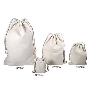 Household Plain Cotton Drawstring Storage Laundry Sack Stuff Beach Canvas Produce Bag for Travel Home Use (15 * 20cm),Cotton Storage Bags with Drawstrings, Cotton Storage Bags with Drawstrings, Ho