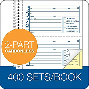 Adams Phone Message Book, Carbonless Duplicate, 5.50 x 11 Inches, 4 Sets per Page, 400 Sets per Book, Pack Of 6
