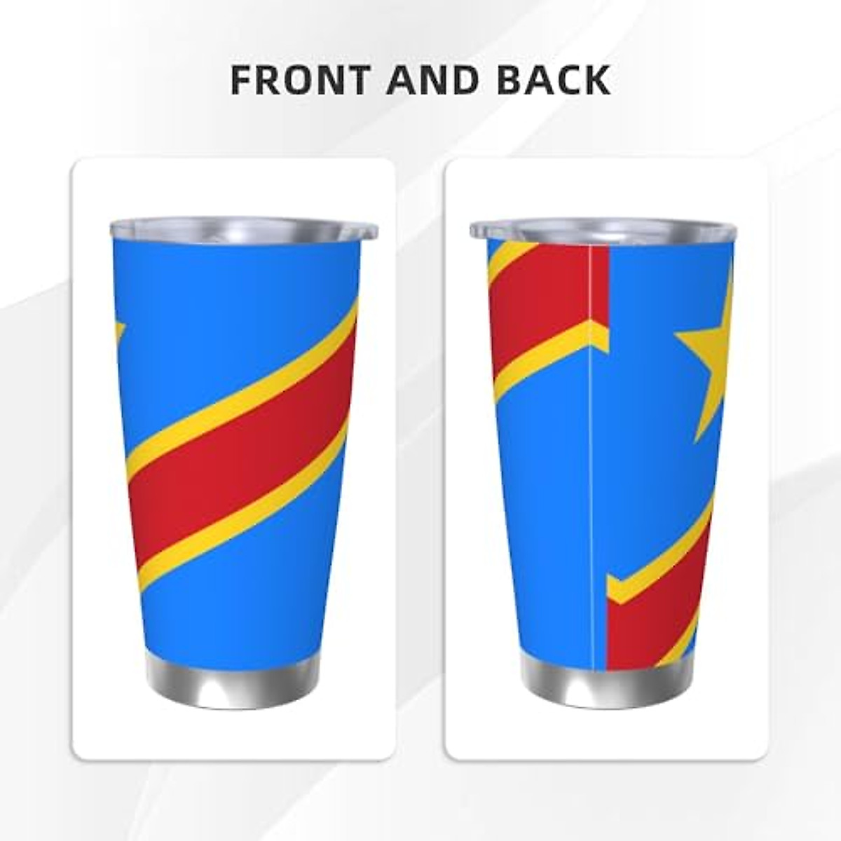 WXZYFP Car cup (single silver rim), can use a straw or drink directly, easy to use.Flag of the Congo