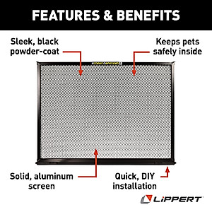 Lippert 859792 Screen Defender RV Entry Door Screen Protector, 26-inch Door (22.5" Screen Kit) , Black