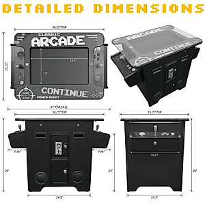 Creative Arcades Full Size Commercial Grade Cocktail Arcade Machine | 2 Player | 60 Games | 22" LCD Screen | Square Glass Top | 2 Sanwa Joysticks | 2 Stools | 3 Year Warranty