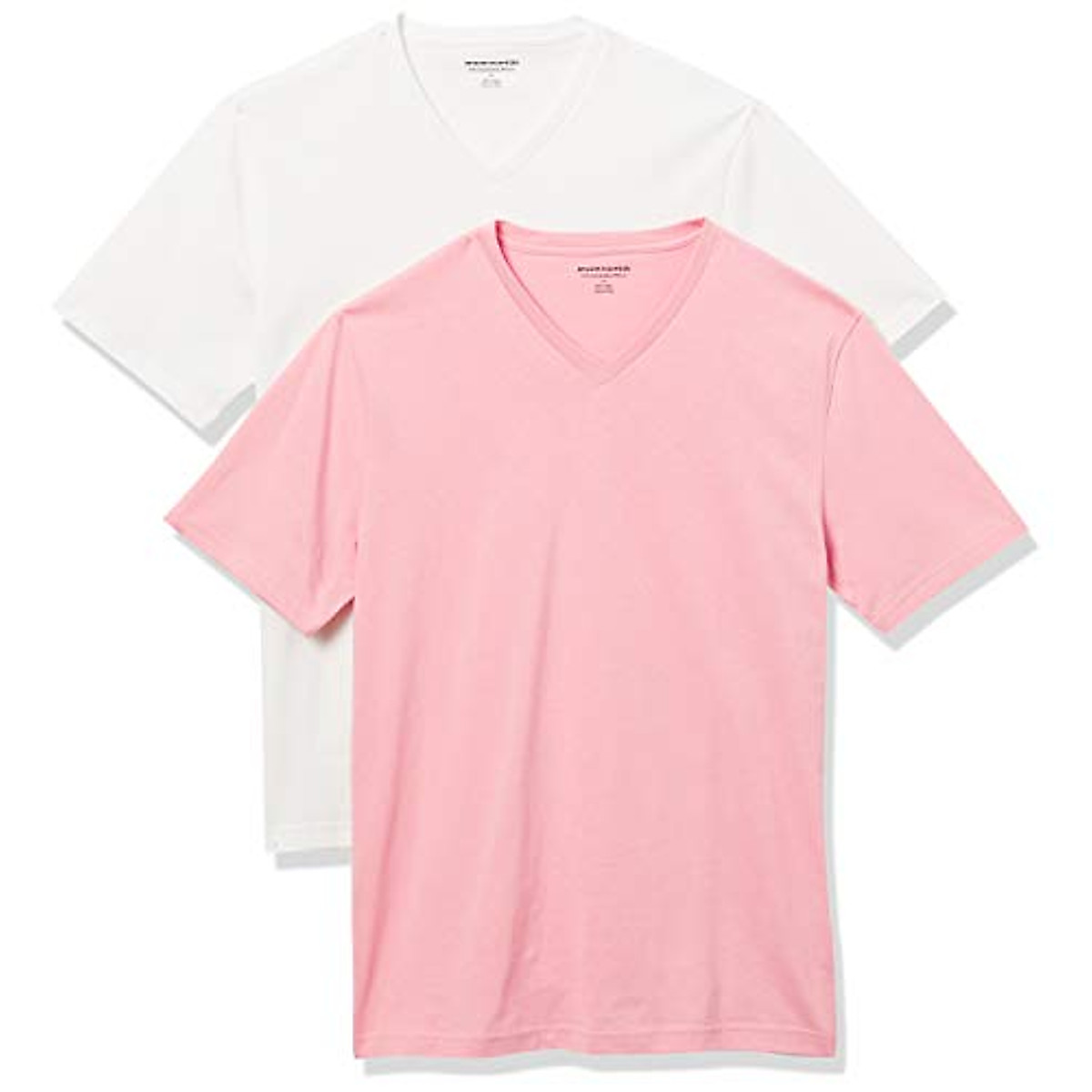 Amazon Essentials Men's Slim-Fit Short-Sleeve V-Neck T-Shirt, Pack of 2, Light Pink/White, X-Large