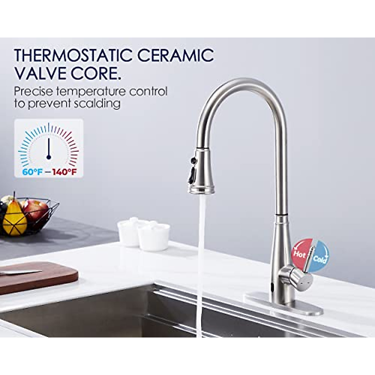 ARRISEA Touchless Kitchen Faucet with Pull Down Sprayer Motion Sensor Smart Activated Hands-Free Kitchen Sink Faucet Brushed Nickel