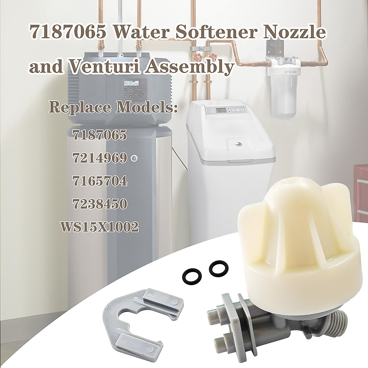 Dicsley 7187065 Water Softener Nozzle and Venturi Assembly Replaces 7187065, 7214969, 7165704, 7238450 and WS15X10027