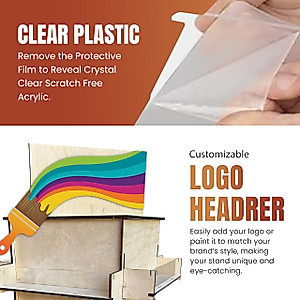 4-Sided Rotating Display Stand - Craft Shows, Trade Shows, Markets - Small & Medium-Sized Items like Stickers, Postcards, Coasters, Note Pads, Napkins - Heavy-Duty, Easy to Assemble (Natural)…