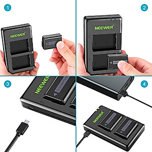 Neewer NP-FW50 Camera Battery Charger with Battery Case Compatible with Sony ZV-E10,A7,A7R,A7RII,A7II,A7SII,A7S,a6300,a6400,a6500,RX10 Series (Pack of 2,Micro USB Port,1100mAh)