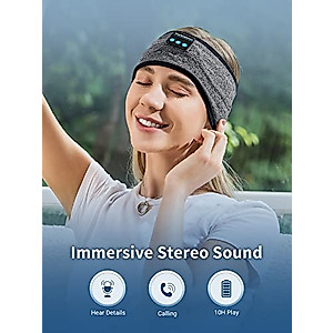 Sleep Headphones Headband Headphones, 10+ Hours Play Time with Stereo HD Hi Fi Speakers, Sports Headband Built in Speakers Perfect for Workout,Running,Yoga,Travel,Insomnia