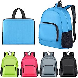 24 Pieces Backpack 17 Inch Backpacks 5 Assorted Colors Foldable Lightweight Bookbags Student Outdoor Travel School Book Bag with Storage Bag