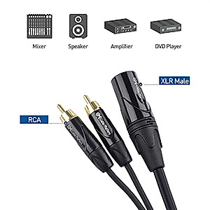Cable Matters Dual RCA to XLR Stereo Audio Splitter Cable 10 ft / 3m (XLR to Dual RCA Splitter Adapter) in Black