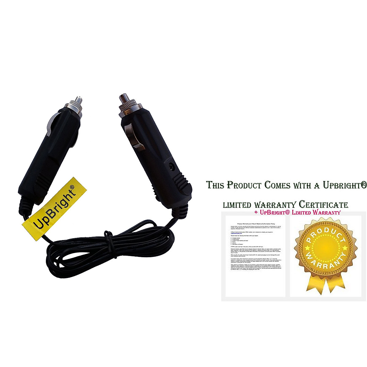 UpBright Car 2 Male Lighter Plug 12V DC Adapter Compatible with SOLAR ESA1 12 Volt KKC-JNC241 Jump-N-Carry 12V/24V Jump Starter K&K KK JNC1224 JNC950 JNC 950 241 1224 Power Supply Cord Battery Charger