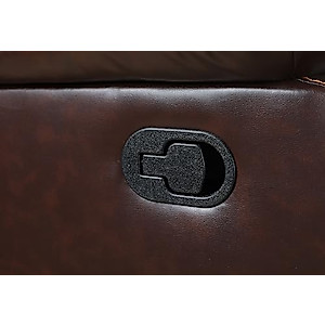 EZLUX 83.5" Leather Sofa 3 Seat, Manual Upholstered Reclining with Cup Holders for Living Room Furniture Home Theater Apartment, Brown