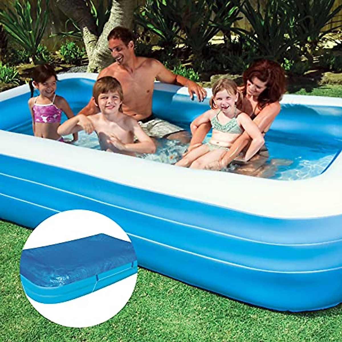 Rectangular Pool Cover,Fits 8.6ftX5.7ft Inflatable Rectangle Swimming Pool Cover, Inflatable Pool Cover, Dustproof Rainproof Waterproof Square for Garden Outdoor Paddling Family Pools Protector