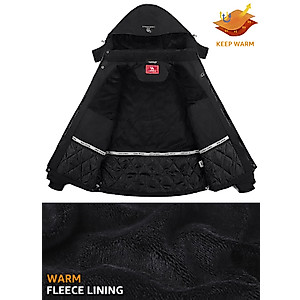 CAMEL CROWN Men's Winter Ski Jackets Warmth Coat Waterproof Detachable Hood Windproof Fleece Lined for Mountain Snow