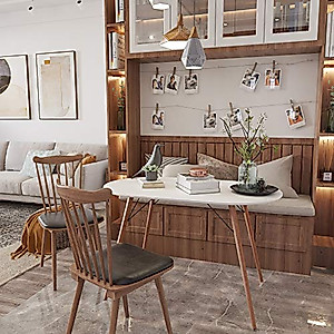 CozyCasa 7.2 inch Farmhouse Dining Table Mid-Century Kitchen Table with Wood Leg Oval Top for Home Office Patio White(Only Table not Include Chairs)-2pack