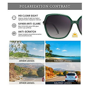 KALIYADI Polarized Sunglasses Womens Trendy Square Ladies Sun Glasses Classic Shades Sparkling Frame UV400 Protection(Green)
