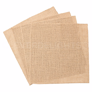 CleverDelights 12 Inch Burlap Squares - 4 Pack - Premium Jute Burlap Fabric - Finished Edges - 12" x 12"
