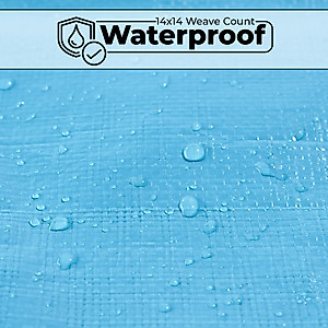 10x12 Heavy Duty Tarp Waterproof - 12 mil Thick Pool Tarp Cover - 10x12 Tarp UV Resistant, Rip & Tear Proof with Metal Grommets – Blue Tarp Multipurpose Use for Camping, Tent, Boat, RV, Car