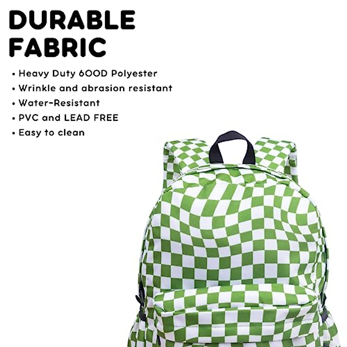 J World New York Oz School Backpack for Girls Boys. Cute Kids Bookbag, Matcha Checkers, One Size