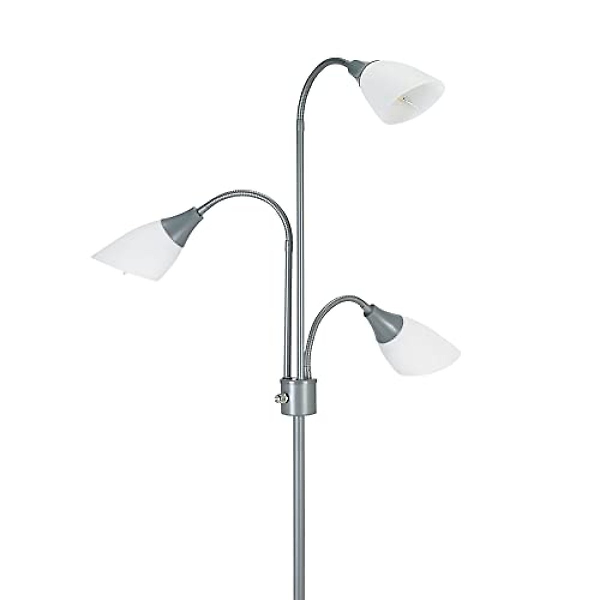 Catalina Lighting 70.25" Medusa 3-Light Floor Lamp with White Shades, Classic Silver
