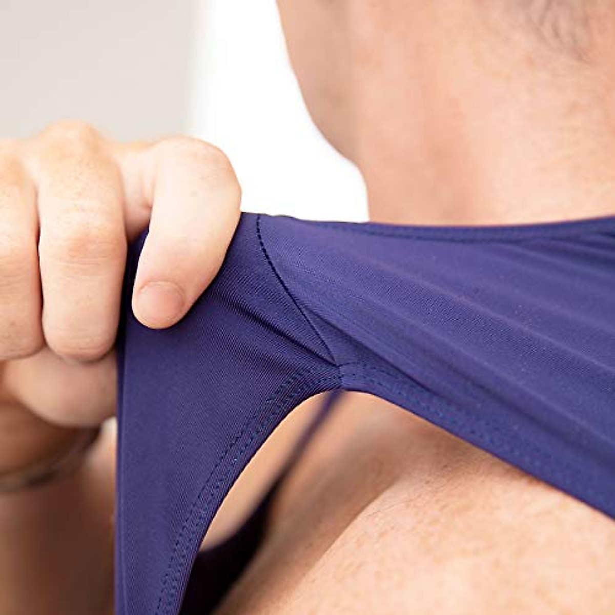 Insta Slim Mens Compression Sleeveless Crew Neck Muscle Shirt- Slimming Body Shaper Undershirt (X-Large, Midnight Navy)