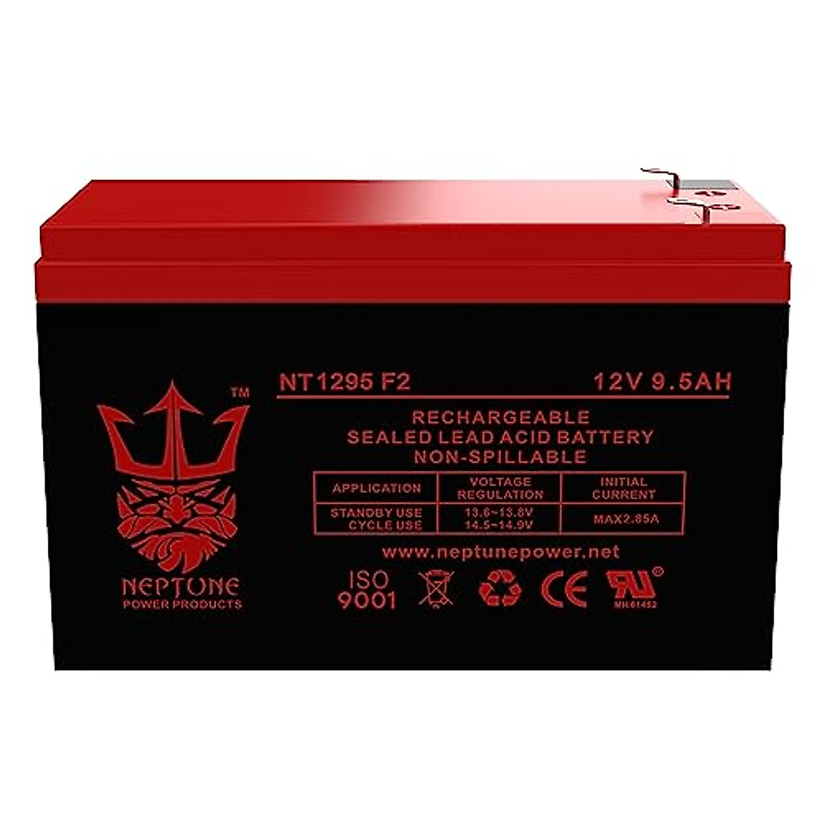 12V 9.5Ah SLA Replacement Battery for 12V 7Ah, 8Ah, 9Ah with F2 connectors + Longer battery run-time - 2 Pack