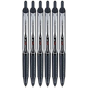 Pilot Precise V5 RT Retractable Liquid Ink Rollerball Pens, Extra Fine Point, 0.5mm, Black Ink, 6 Count