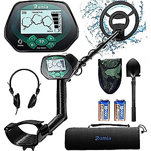 Rumia Professional Metal Detector for Adults & Kids, High Accuracy Adjustable Waterproof Gold Detector with Disc & Pinpoint & All Metal Mode, for Detecting Gold, Coin, Treasure Hunting