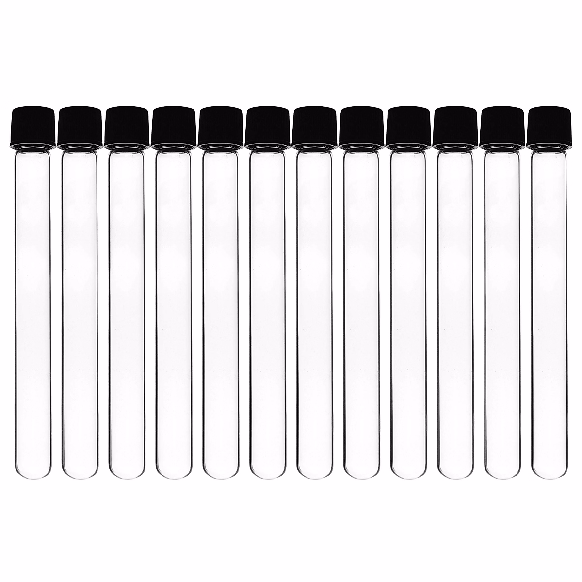 EISCO 12PK Test Tubes, 20ml - Bakelite Screw Cap with Rubber Liner - Borosilicate 3.3 Glass - 5.9" x 0.6" - Round Bottom - Leak Proof