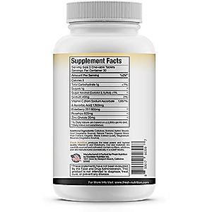 Vitamin C + Elderberry Chewables - Immunity Blend - VIT C 1500mg, Elderberry 600mg, Rose Hips 600mg and Zinc 30mg - Vegan, Non GMO - 90 Chewable Tablets