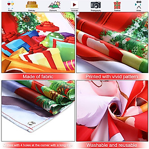 Christmas Door Cover Decoration, Santa Door Hanging Banner Funny Xmas Background Santa Claus Backdrop Christmas Party Decorations Photo Booth Prop for New Year Christmas Eve, 70.9 x 35.4 Inch