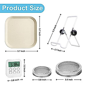 Sprouting Kit, 2 Stainless Steel Sprouting Lids for Regular and Wide Mouth Mason Jars, Sprouts Growing Kit with Timer, 2 Tray, Sprouting Jar Stand for Bean Sprout, Alfalfa, Broccoli (Not Include Jar)